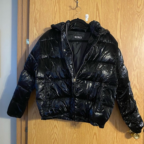 XOXO | Jackets & Coats | Xoxo Black Puffer Jacket With Glossy Finish ...